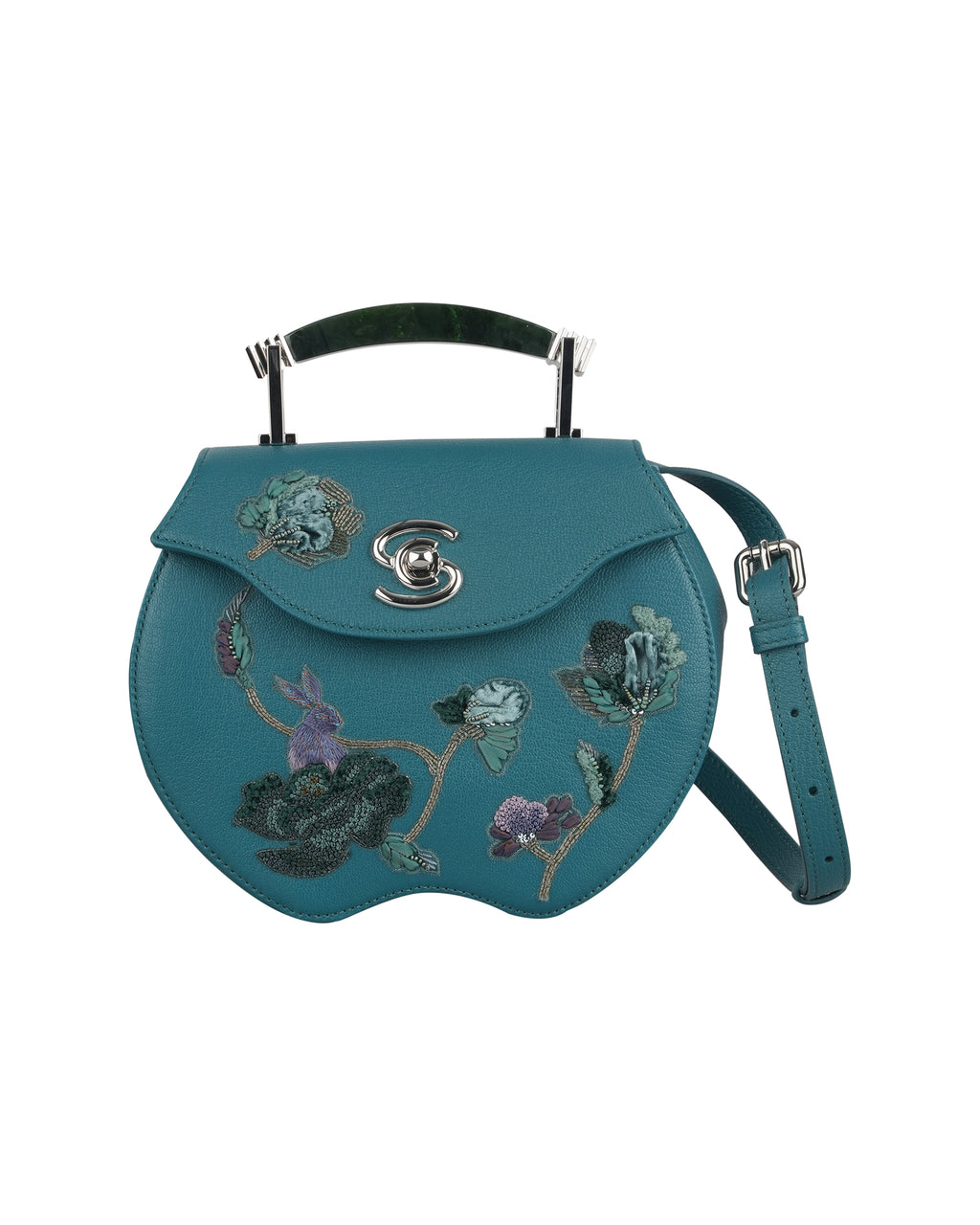 Embroidered Apple-shaped Bag with Jade Handle – The Starhill