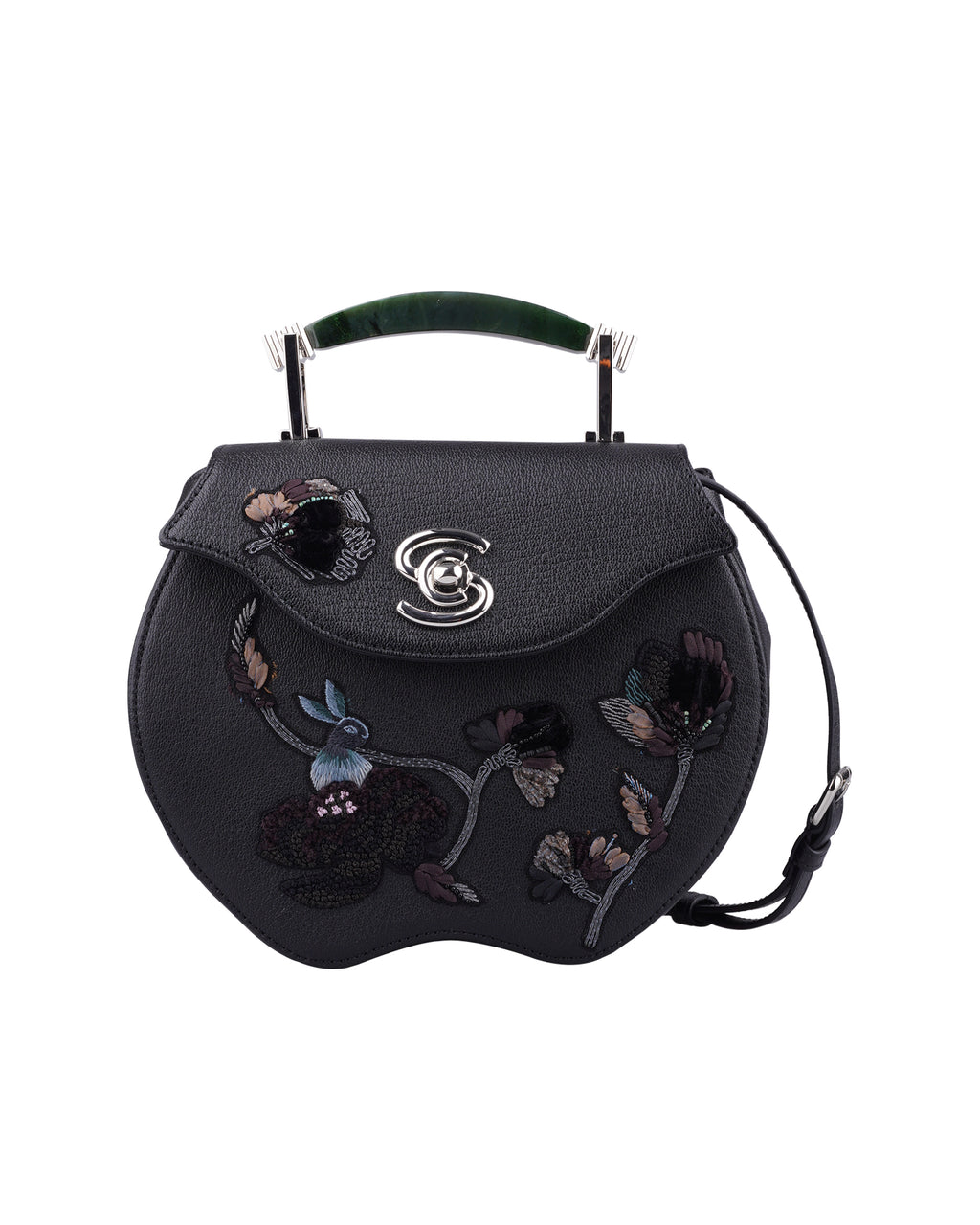 Embroidered Apple-shaped Bag with Jade Handle – The Starhill